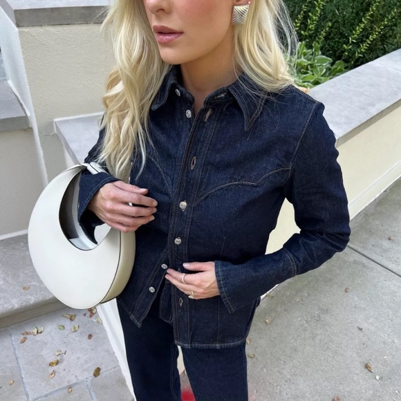 Mango | Tops | Mango Western Coastal Cowgirl Denim Shirt With Seams ...